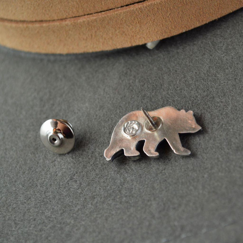 Bear Tie Tack or Hat Pin, Textured with Oak Leaf – Gayle Dowell